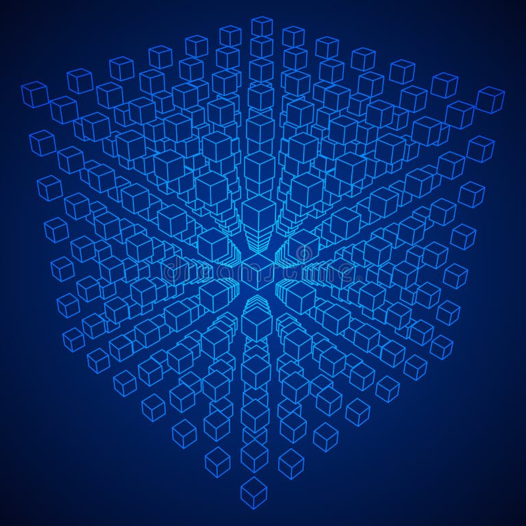 Wireframe Mesh Cube. stock vector. Illustration of construction - 94663135