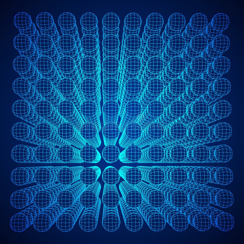 Wireframe Sphere Mesh Cube. Stock Vector - Illustration of graphic ...