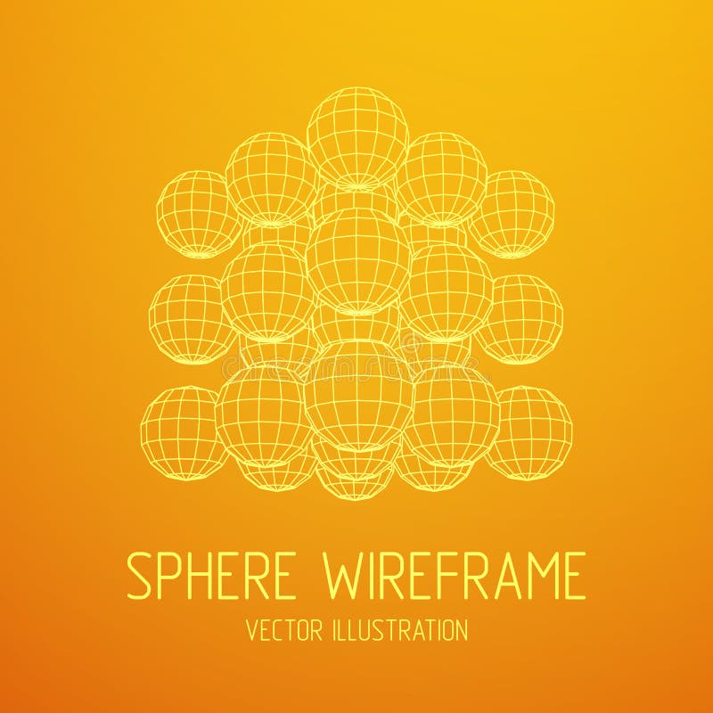 Wireframe Sphere Mesh Cube. Stock Vector - Illustration of network ...