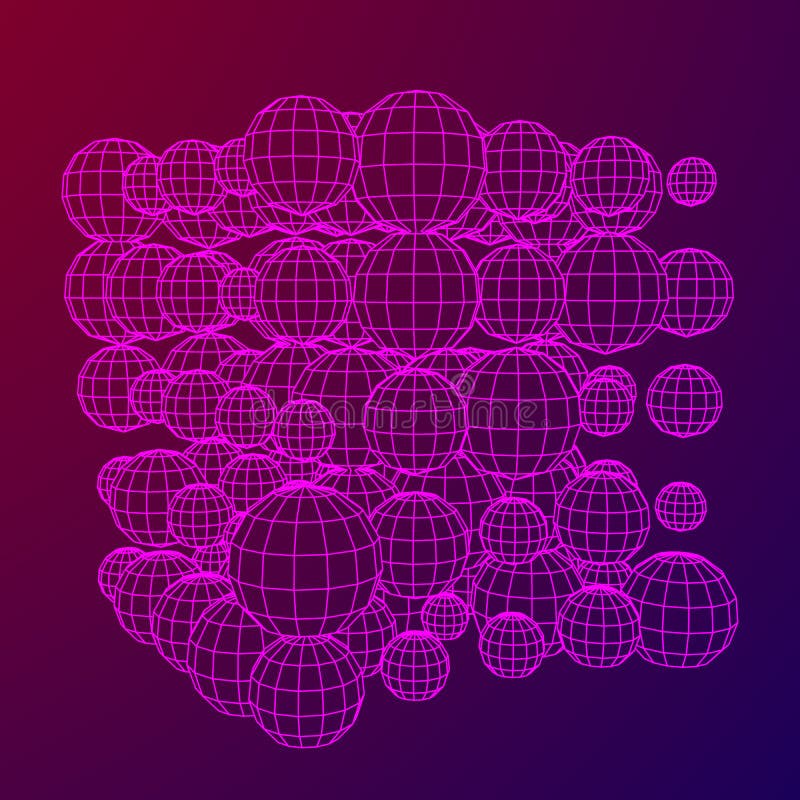 Wireframe Sphere Mesh Cube. Stock Vector - Illustration of atom ...