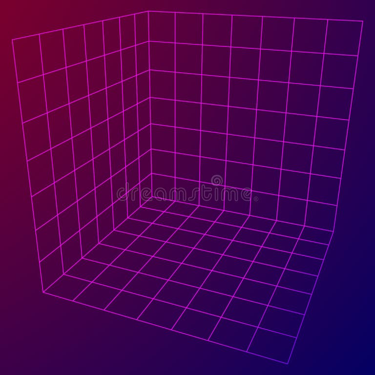 Wireframe Mesh Cube. stock vector. Illustration of particle - 95176742