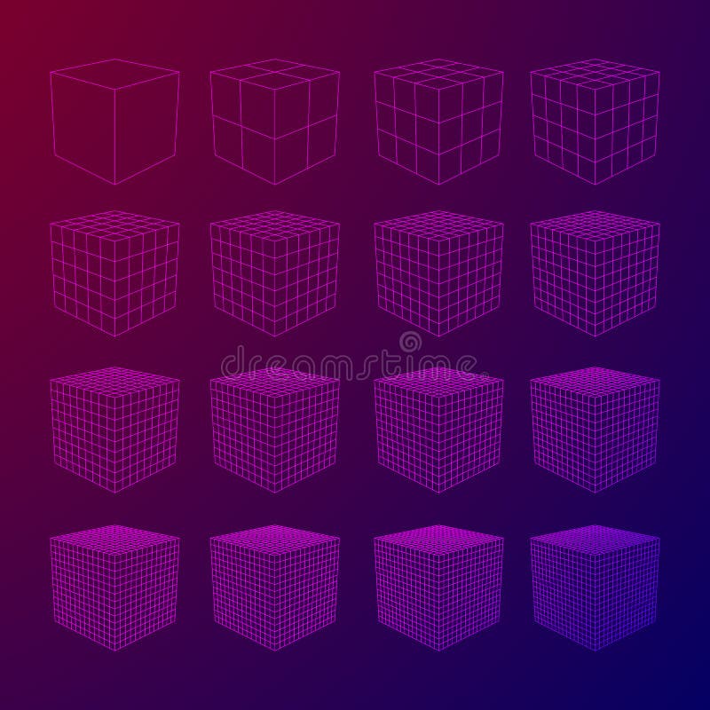 Wireframe Mesh Cube Stock Vector Illustration Of Line 99240436
