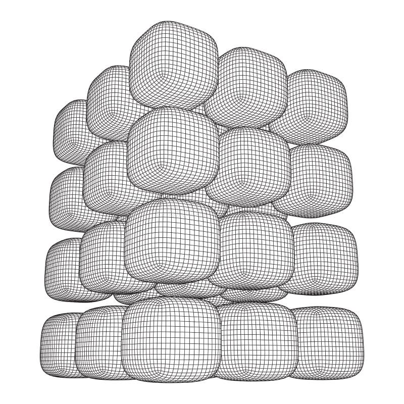 Wireframe Mesh Cube. stock vector. Illustration of parallelepiped ...