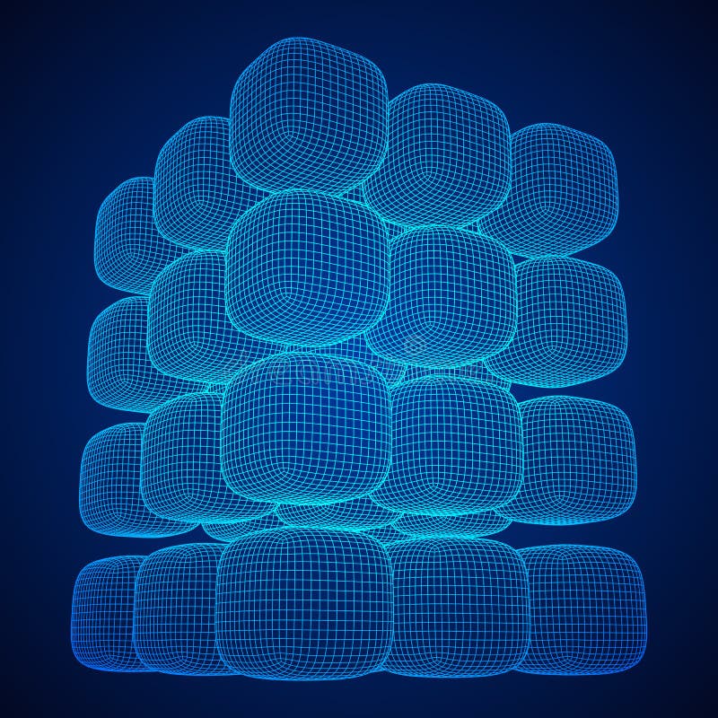 Wireframe Mesh Cube. stock vector. Illustration of element - 108565742