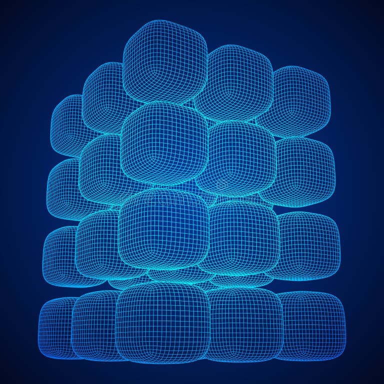 Wireframe Mesh Cube. stock vector. Illustration of element - 108565742