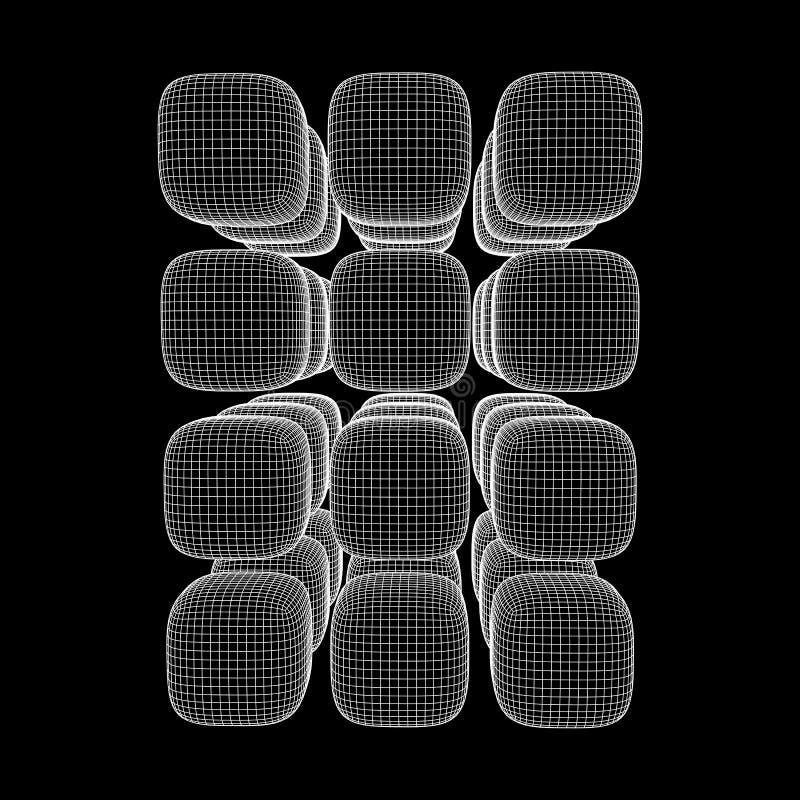 Wireframe Mesh Cube. stock vector. Illustration of model - 108565966
