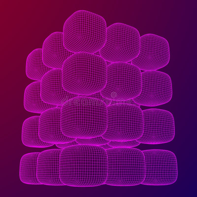 Wireframe Mesh Cube. stock vector. Illustration of model - 108643297
