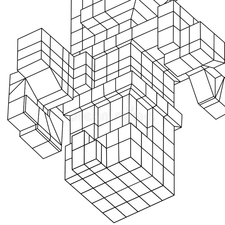 Wireframe Cubes Frame Stock Illustrations – 592 Wireframe Cubes Frame ...