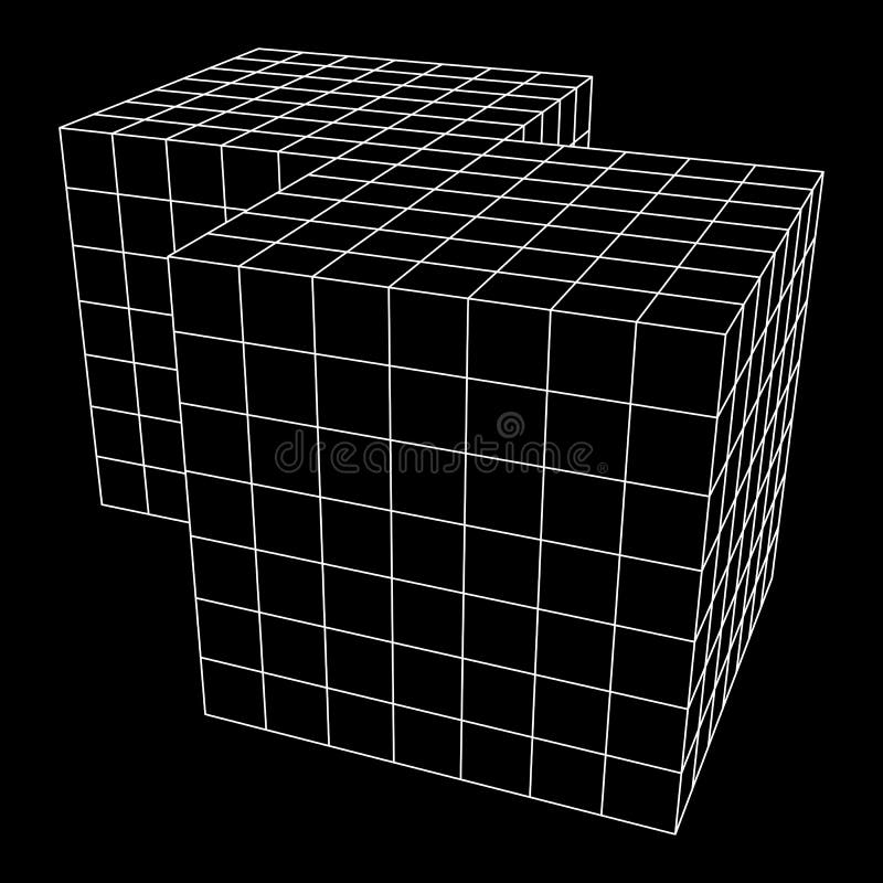 Wireframe Mesh Doubled Box stock vector. Illustration of isolated ...