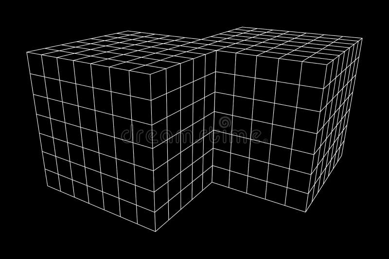 Wireframe Mesh Doubled Box stock vector. Illustration of isolated ...