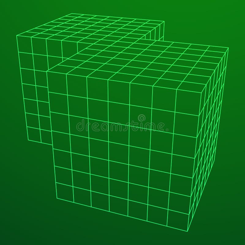 Wireframe Mesh Doubled Box stock vector. Illustration of line - 98023963