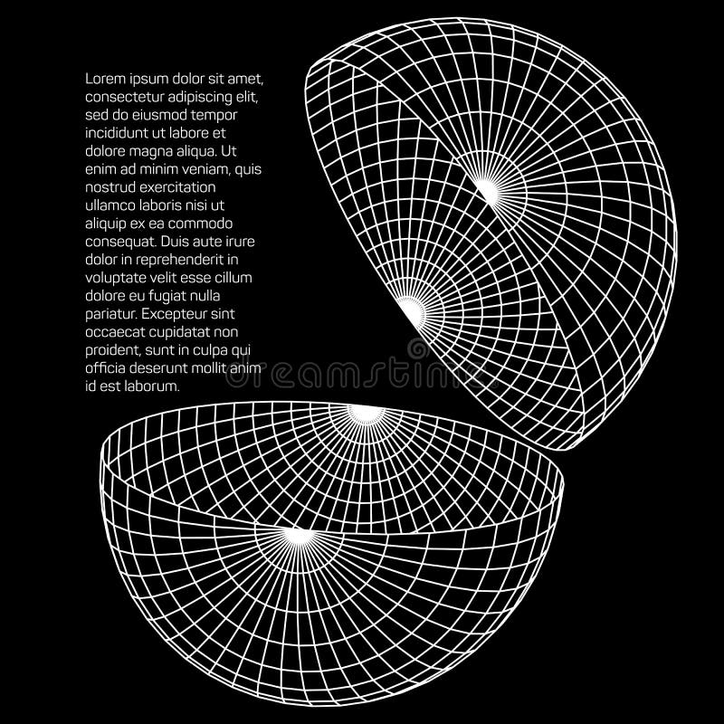 Wireframe Mesh Hemisphere stock vector. Illustration of atom - 99526501