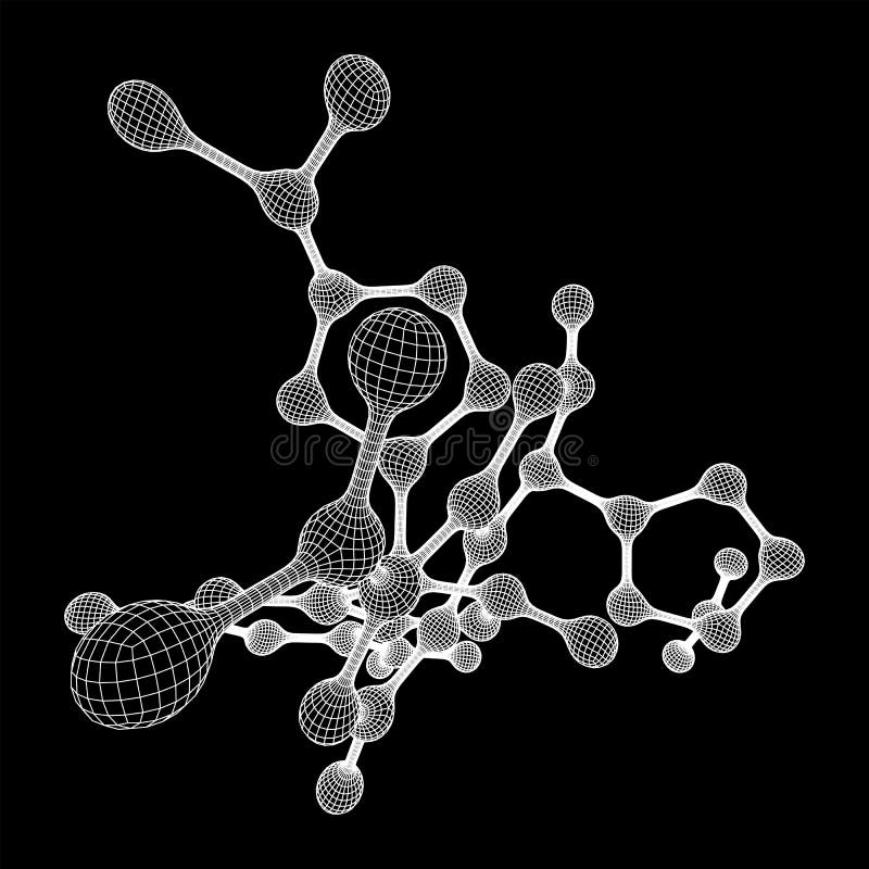 Wireframe Mesh Molecule. Connection Structure Stock Vector ...