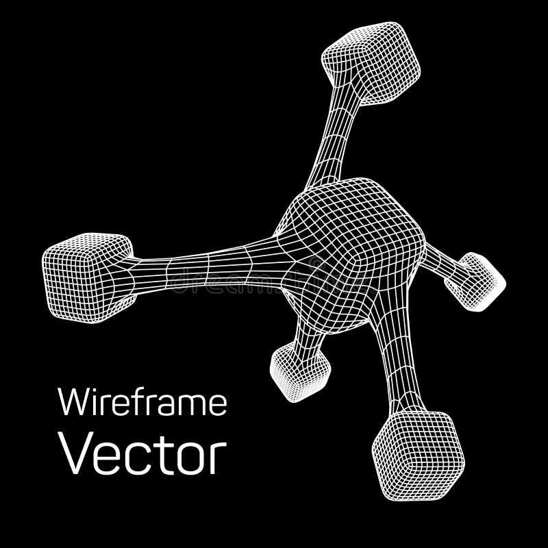 Wireframe Mesh Molecule stock vector. Illustration of molecule - 97471708