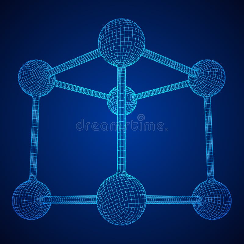 Wireframe Mesh Molecule stock vector. Illustration of oxygen - 135177369
