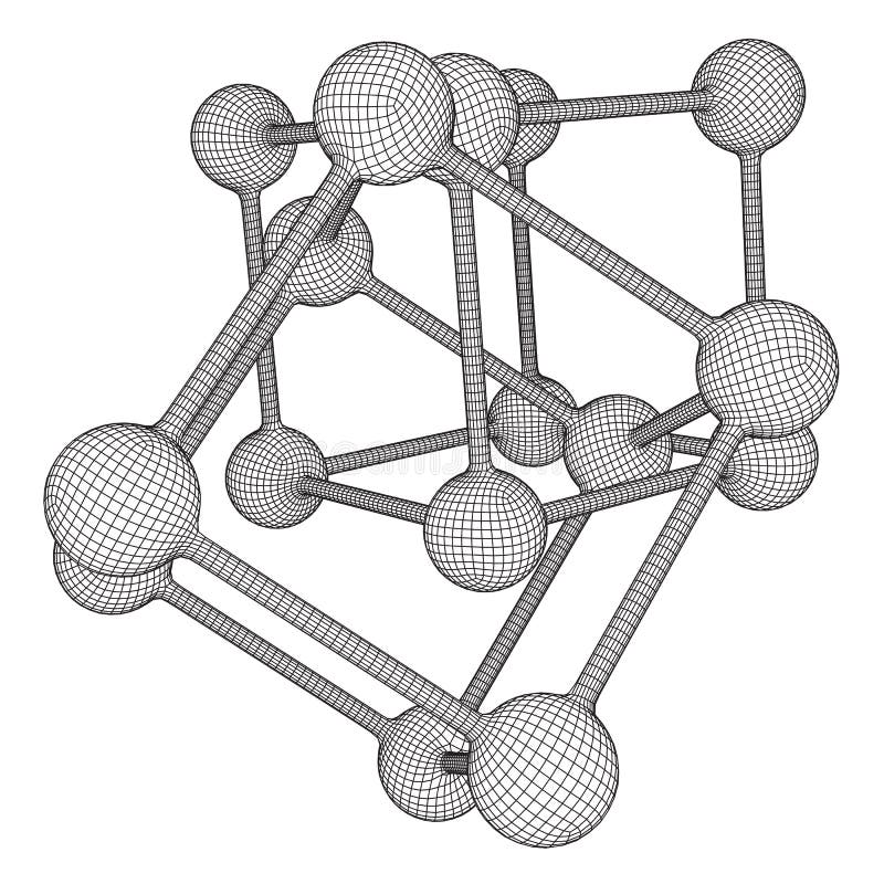 Wireframe Mesh Molecule stock vector. Illustration of line - 135304191