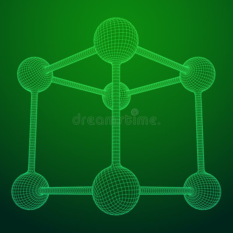 Wireframe Mesh Molecule stock vector. Illustration of molecule - 135304255