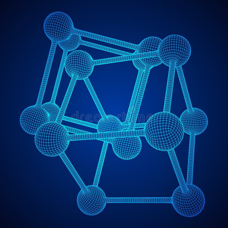 Wireframe Mesh Molecule stock vector. Illustration of molecular - 135304343