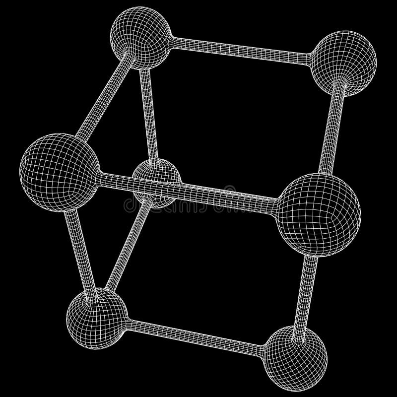 Wireframe Mesh Molecule stock vector. Illustration of chemical - 135477102