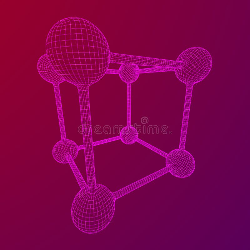 Wireframe Mesh Molecule stock vector. Illustration of biotechnology ...