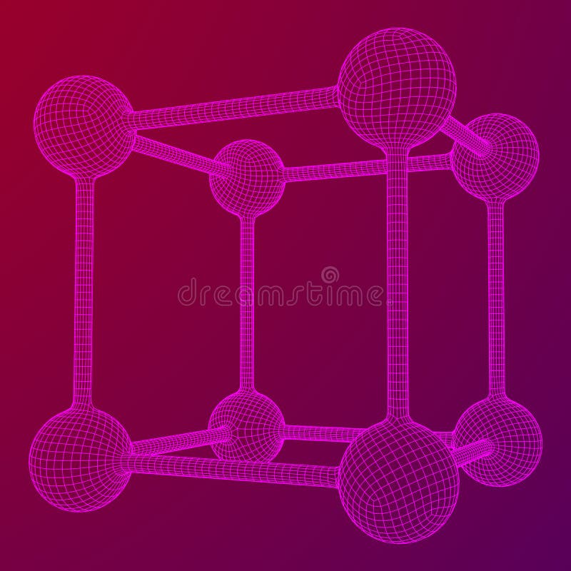 Wireframe Mesh Molecule stock vector. Illustration of chemistry - 135515208