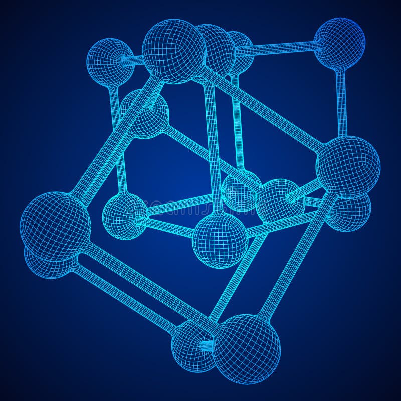 Wireframe Mesh Molecule stock vector. Illustration of molecule - 135515214