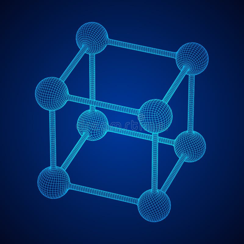 Wireframe Mesh Molecule stock vector. Illustration of concept - 135868079