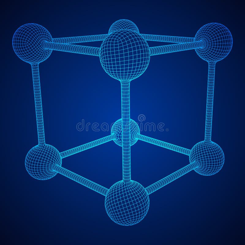 Wireframe Mesh Molecule stock vector. Illustration of mesh - 134776377