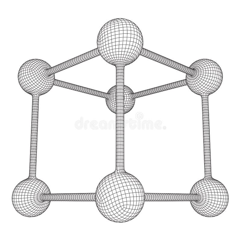 Wireframe Mesh Molecule stock vector. Illustration of genetic - 134776381