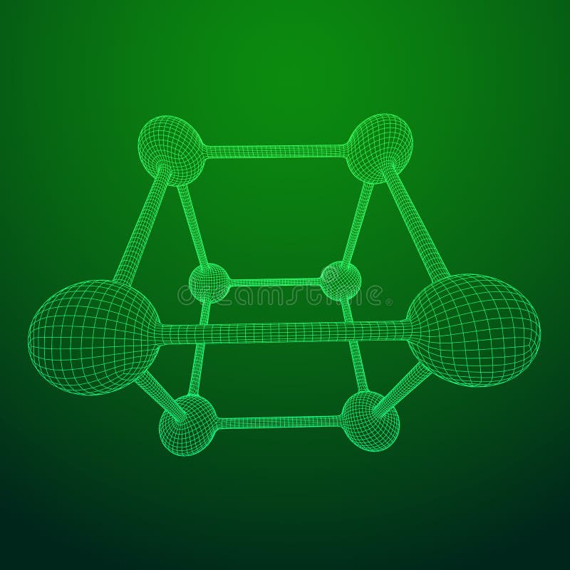Wireframe Mesh Molecule stock vector. Illustration of biotechnology ...