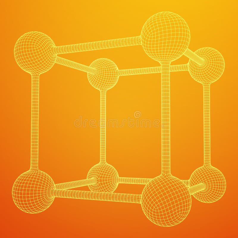 Wireframe Mesh Molecule stock vector. Illustration of molecule - 135801029