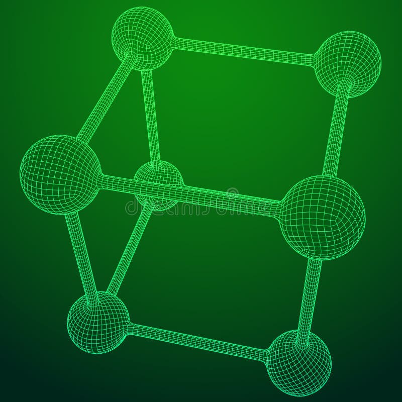 Wireframe Mesh Molecule stock vector. Illustration of nerve - 135801046