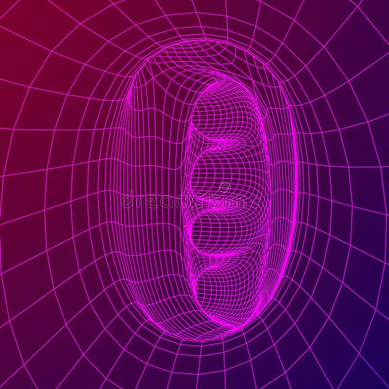 Wireframe Mesh Organic Tube Stock Vector - Illustration of geometric ...