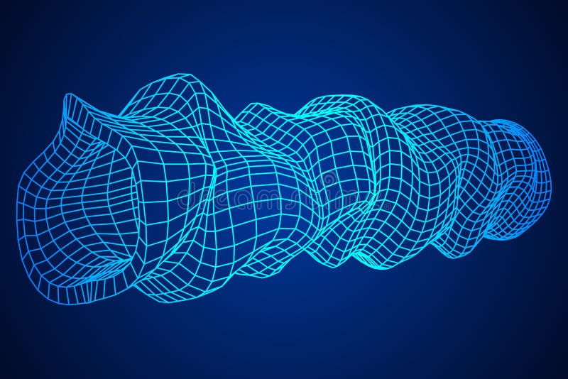 Wireframe Mesh Organic Tube Stock Vector - Illustration of polygonal ...