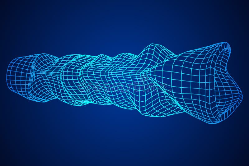 Wireframe Mesh Organic Tube Stock Vector - Illustration of fractal ...