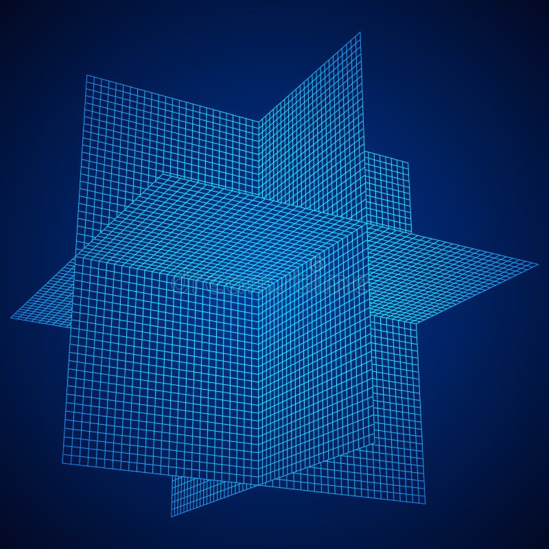 Wireframe Mesh Plane Axis stock vector. Illustration of lined - 97367479