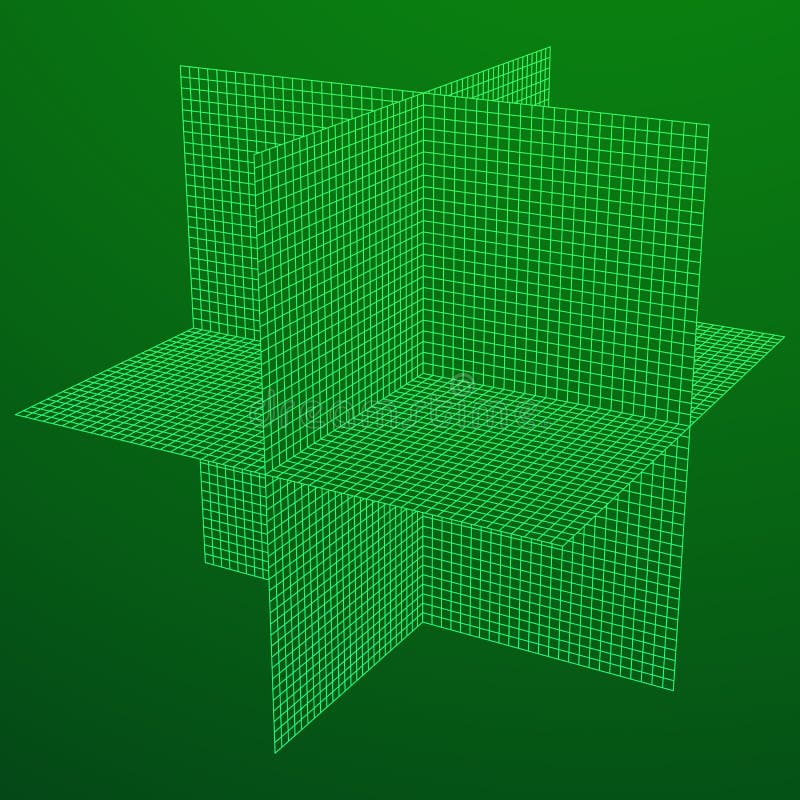 Wireframe Mesh Plane Axis stock vector. Illustration of geometric ...