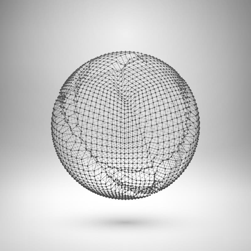 Wireframe Mesh Polygonal Sphere Stock Vector - Illustration of ball ...