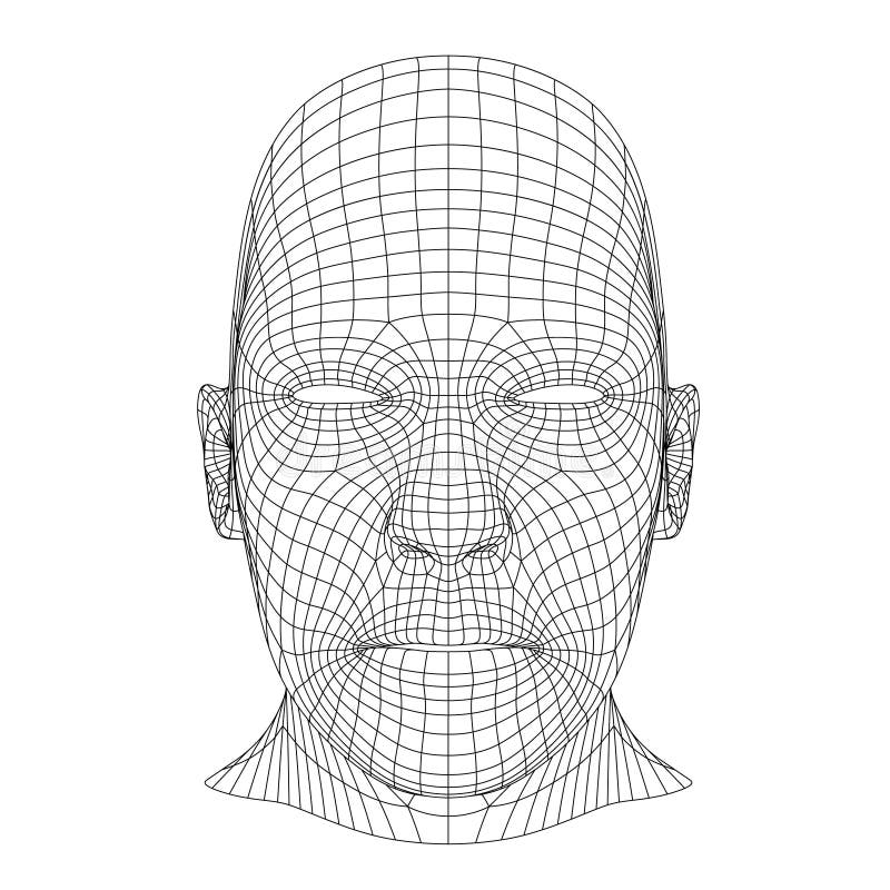 Wireframe Mesh Polygonal Human Head Stock Vector - Illustration of ...