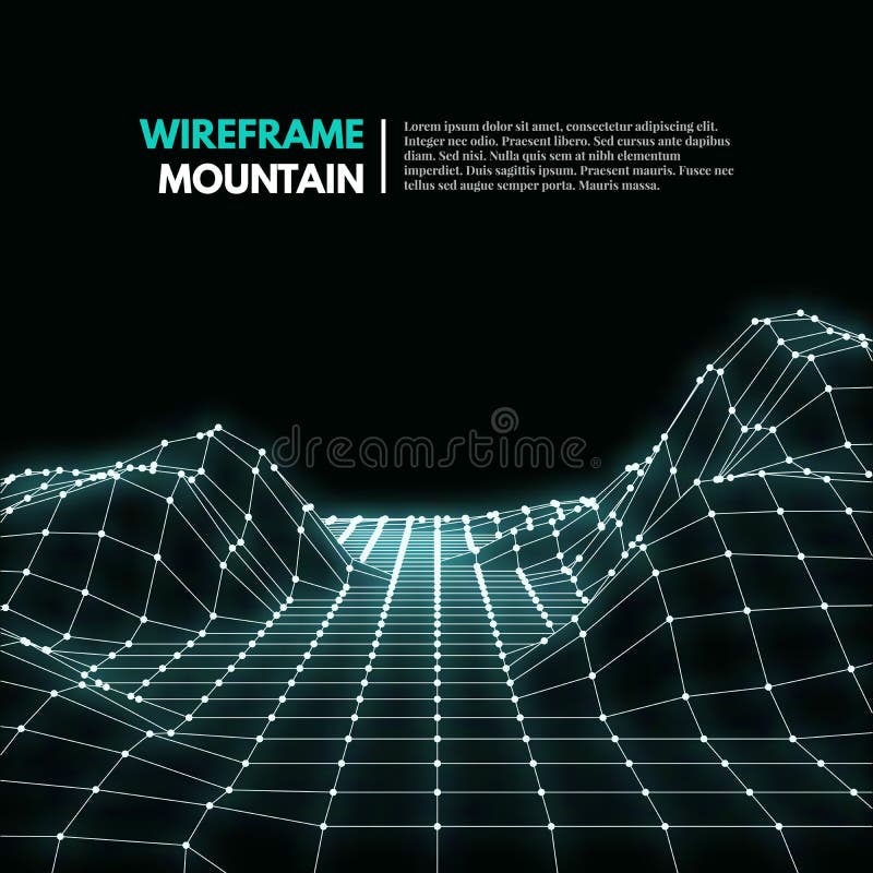 Wireframe Mesh Polygonal Surface Stock Vector - Illustration of ...