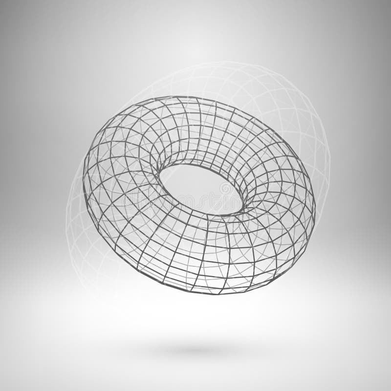 Wireframe Mesh Polygonal Torus Stock Vector - Illustration of mesh ...