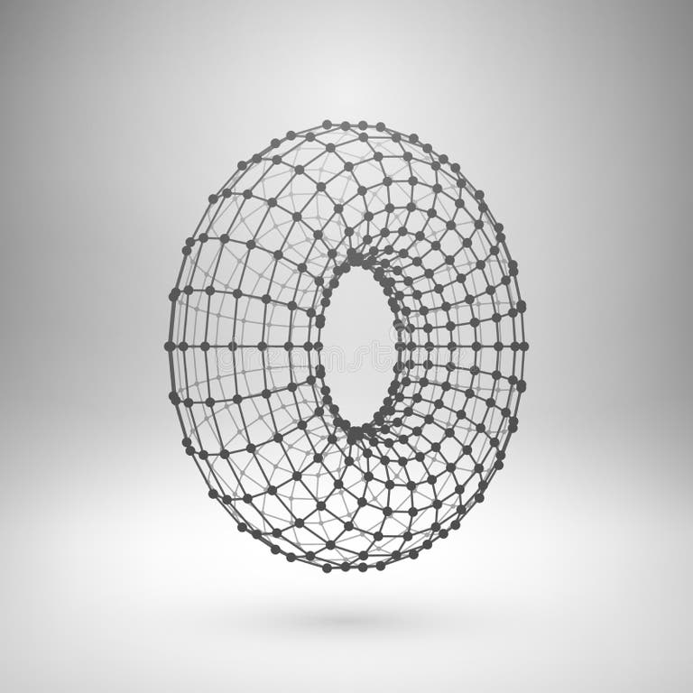 Wireframe Mesh Polygonal Torus Stock Vector - Illustration of atom ...