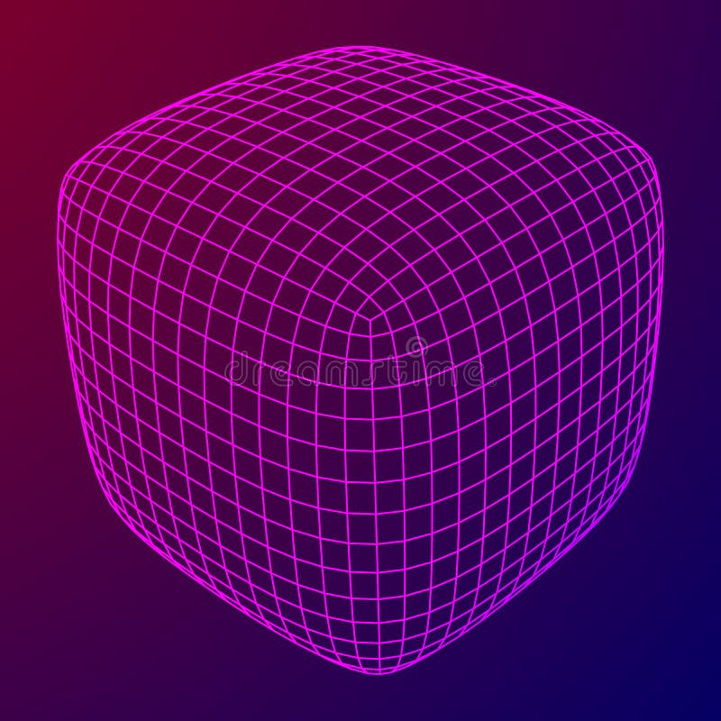 Wireframe Mesh Rounded Box stock vector. Illustration of network - 97962273