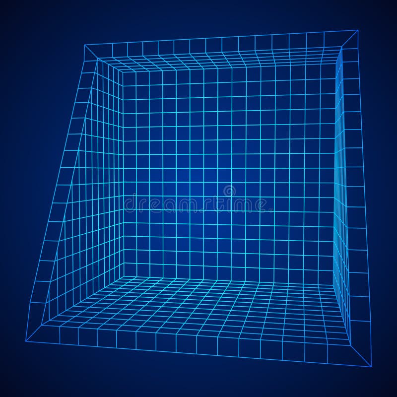 Wireframe Mesh Slice Box stock vector. Illustration of connect - 97591624