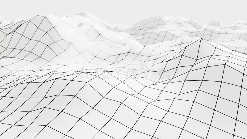 Wireframe mesh surface 3d stock illustration. Illustration of graphic ...