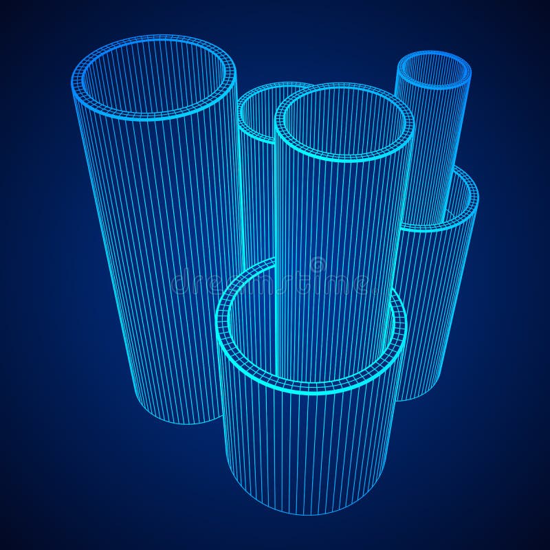 Wireframe Metallurgy Round Tubes Stock Vector - Illustration of ...