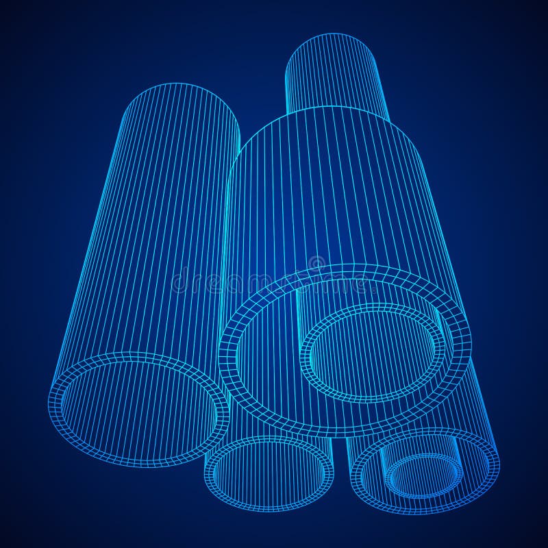 Wireframe Metallurgy Round Tubes Stock Vector - Illustration of ...