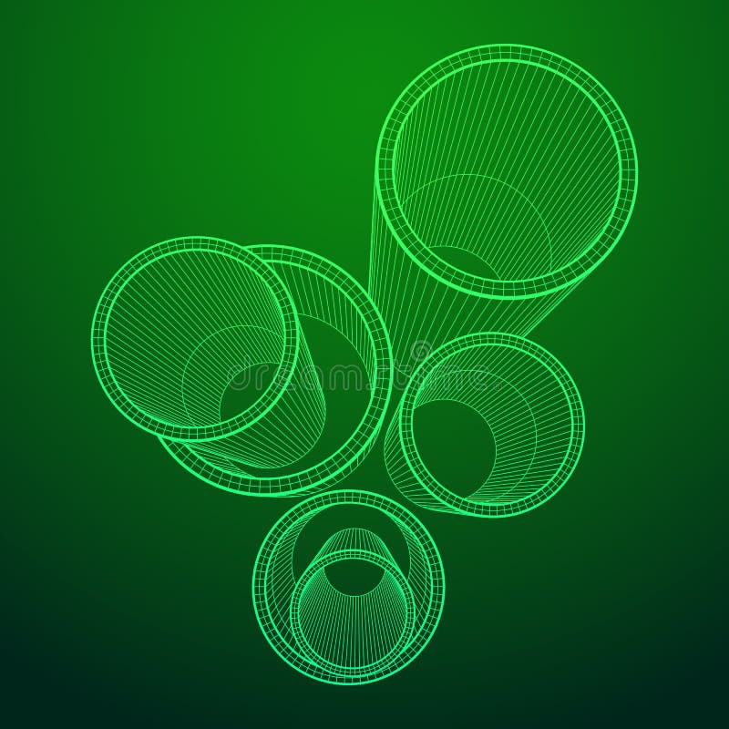 Wireframe Metallurgy Round Tubes Stock Vector - Illustration of ...