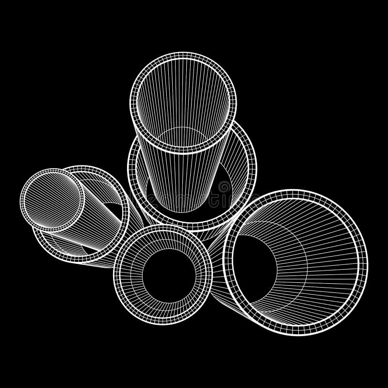 Wireframe Metallurgy Round Tubes Stock Vector - Illustration of ...