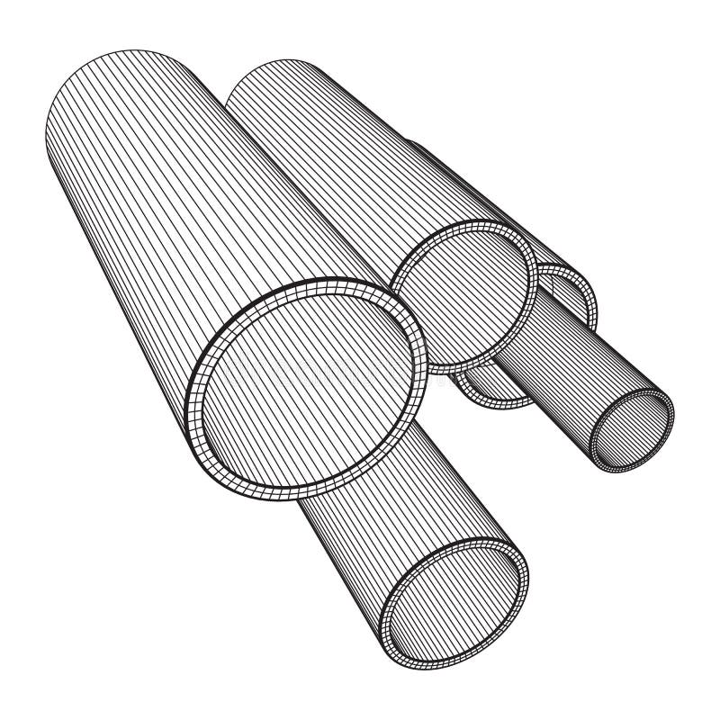 Wireframe Metallurgy Round Tubes Stock Vector - Illustration of factory ...